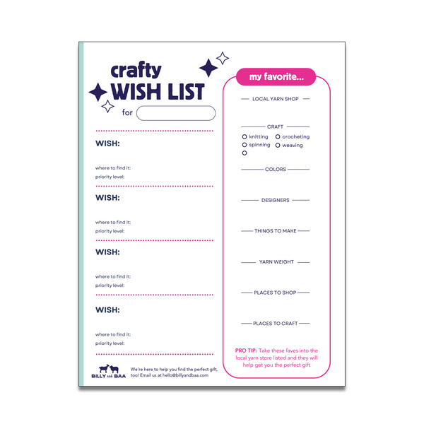 Crafty Wish List Printable – Billy and Baa