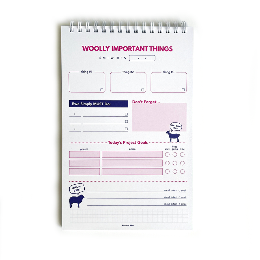 Woolly Important Things Daily Organizer – Billy and Baa